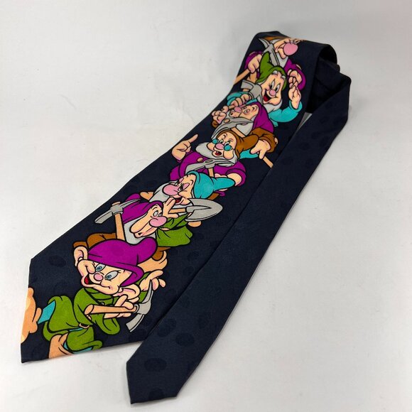 Disney | Accessories | Disney Store Necktie Tie Blue Silk Seven Dwarfs ...